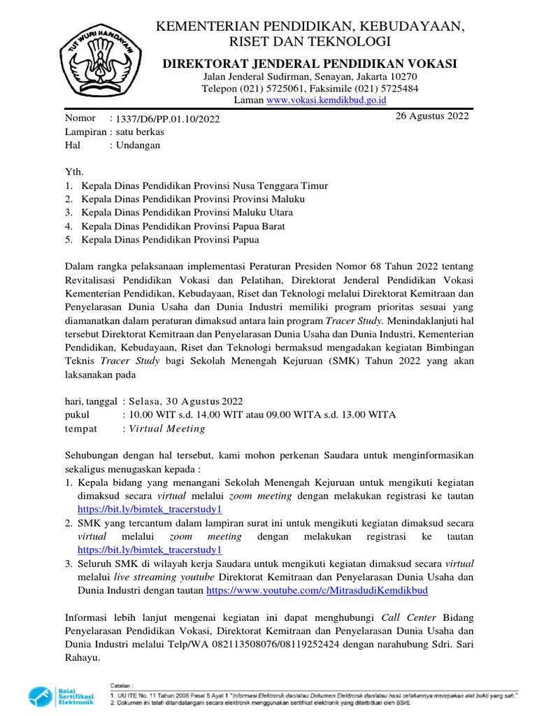 1337.PP.01.10.2022 Und-Bimtek-Tracer Study 1 Wil Indonesia Timur (Pagi ...