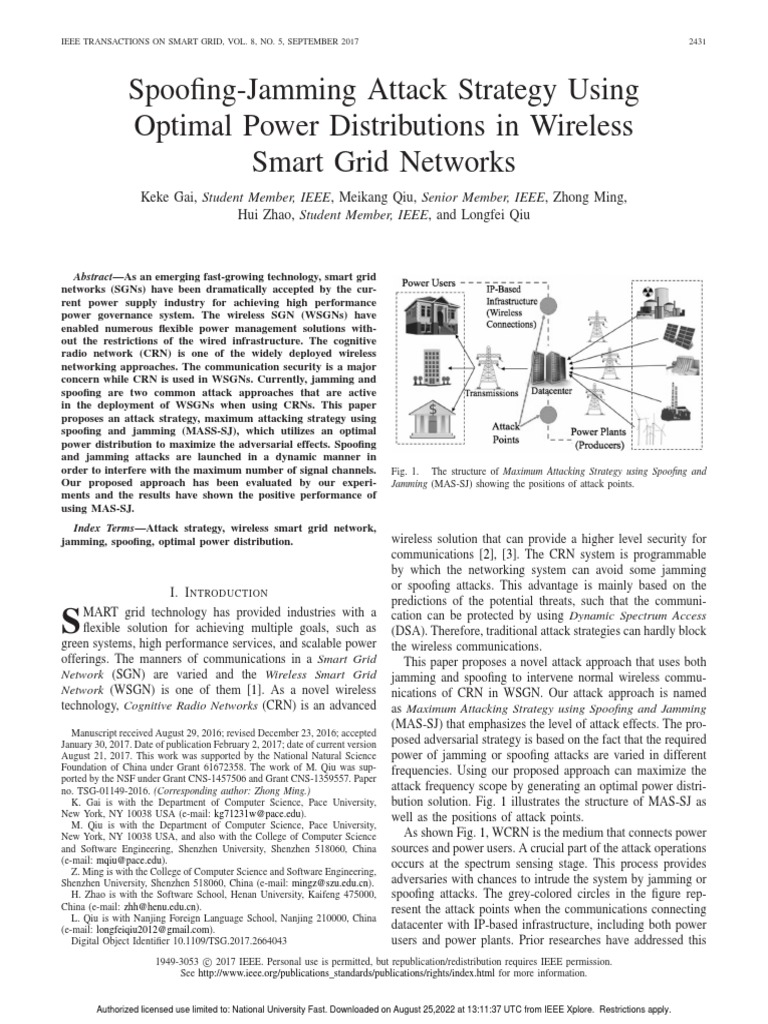 Spoofing-Jamming Attack Strategy Using Optimal Power Distributions in Wireless Smart Grid ...