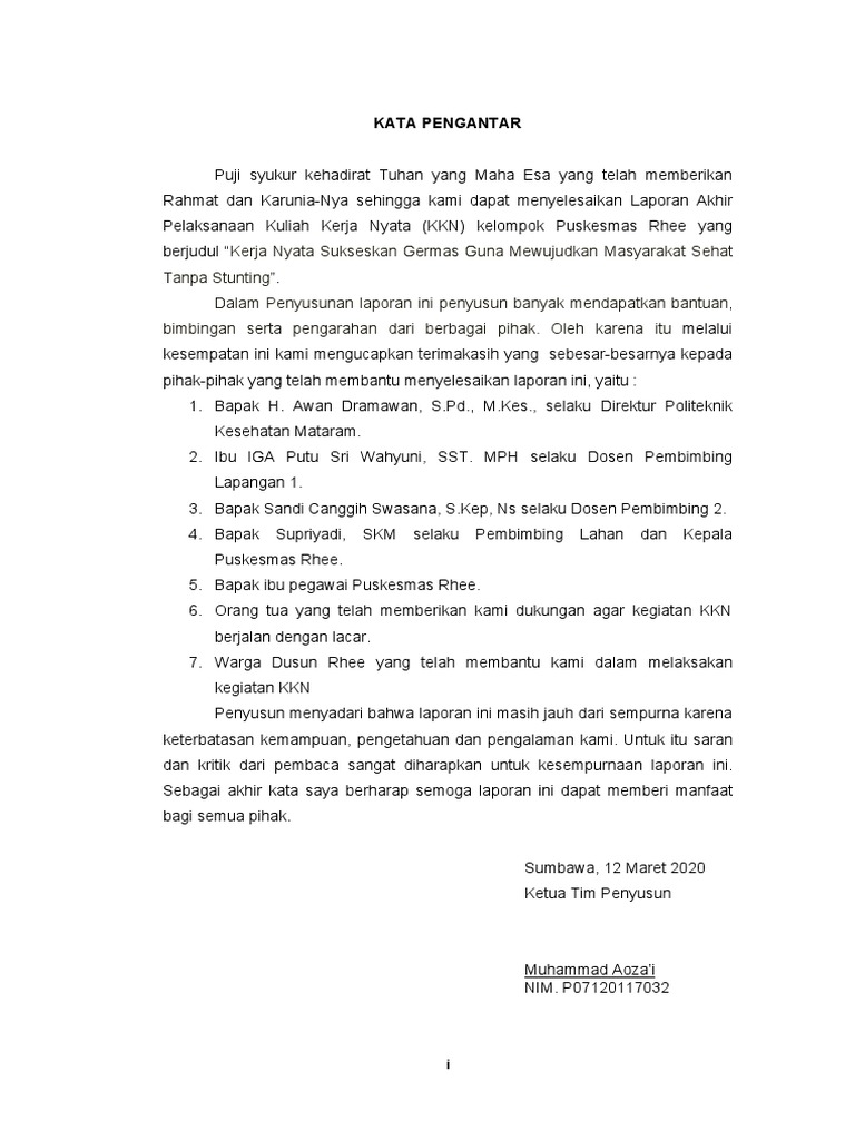 KATA PENGANTAR Laporan KKN | PDF
