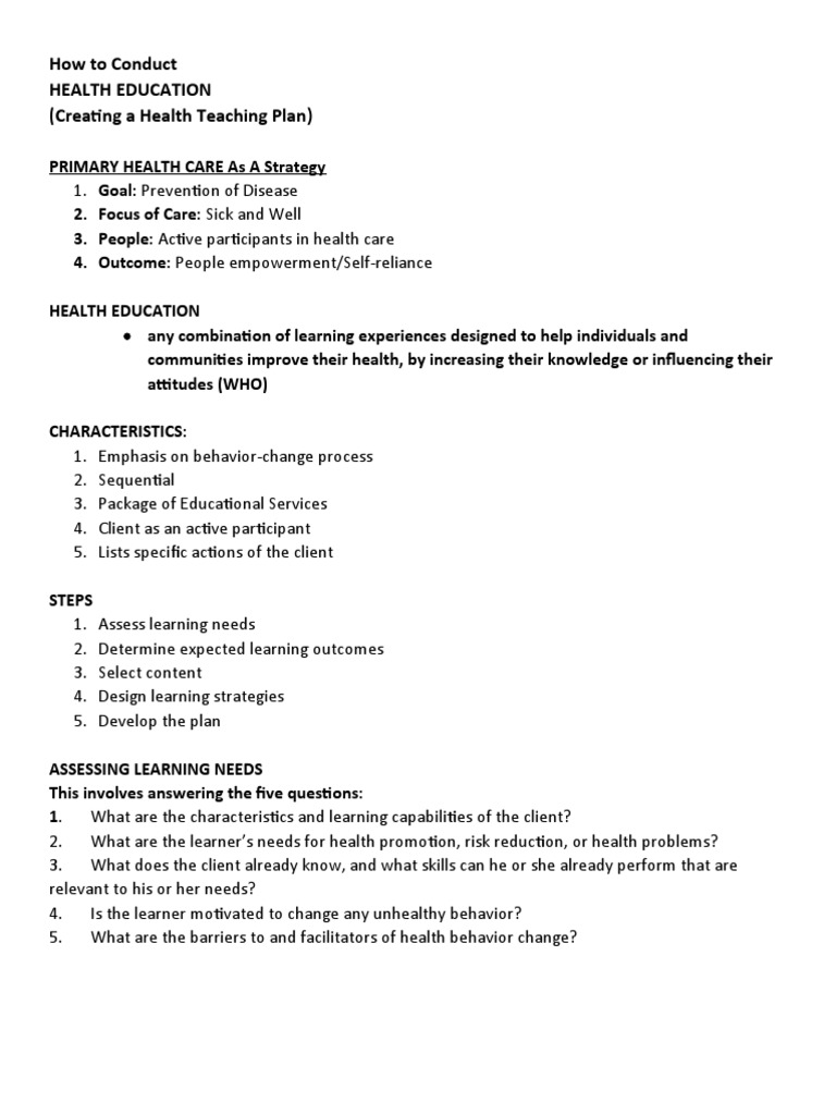 Health Education Reviewer | PDF | Learning | Teaching Method