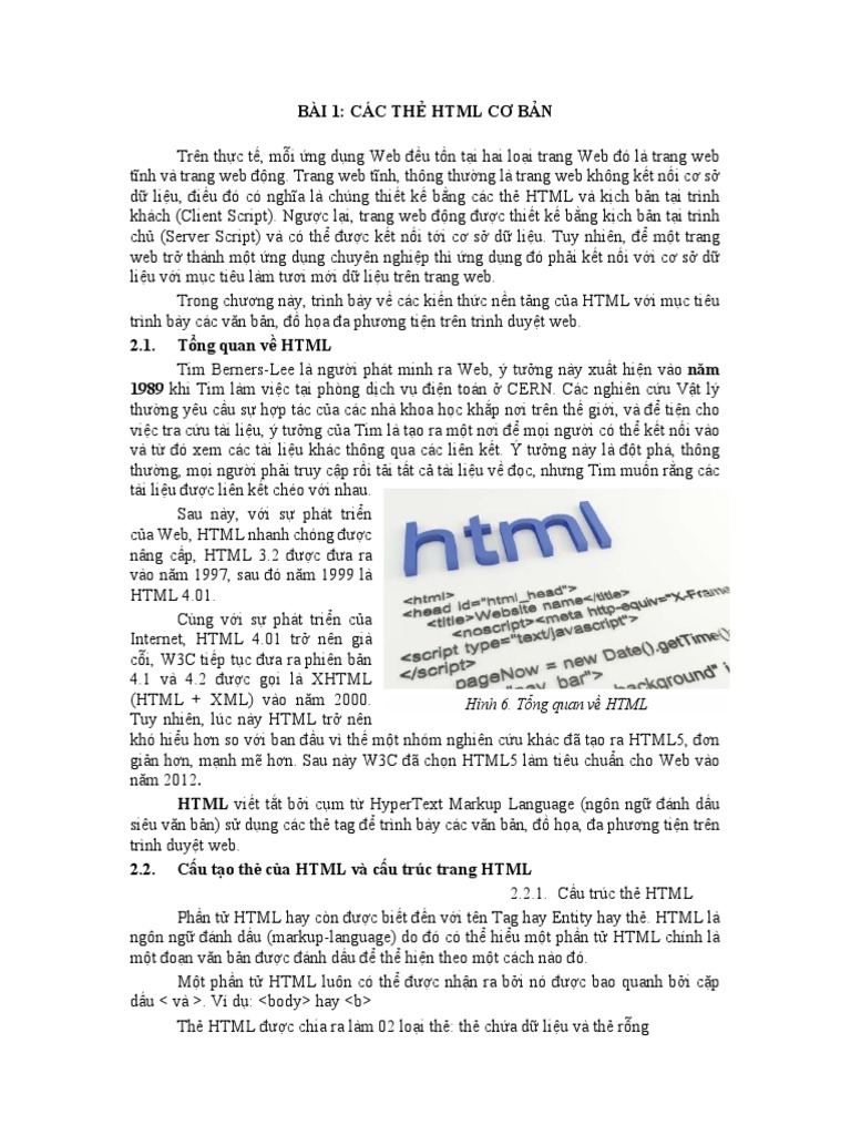 Cac The HTML Co Ban | PDF