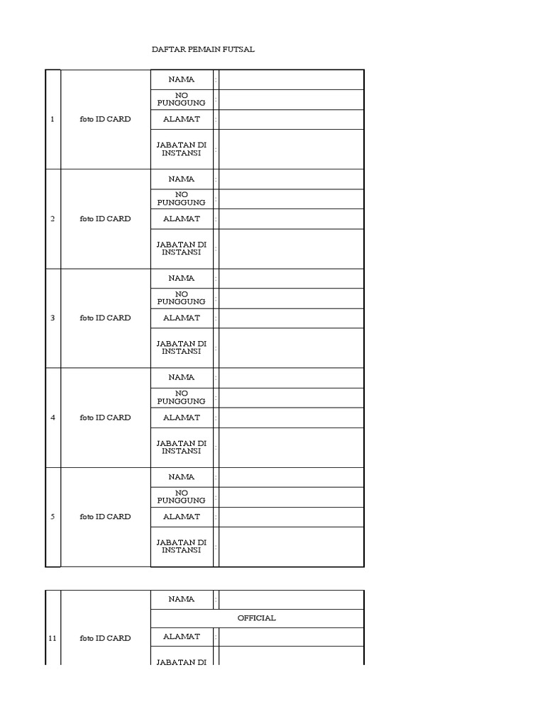 Daftar Pemain Peserta Futsal HKN Ke 58 | PDF