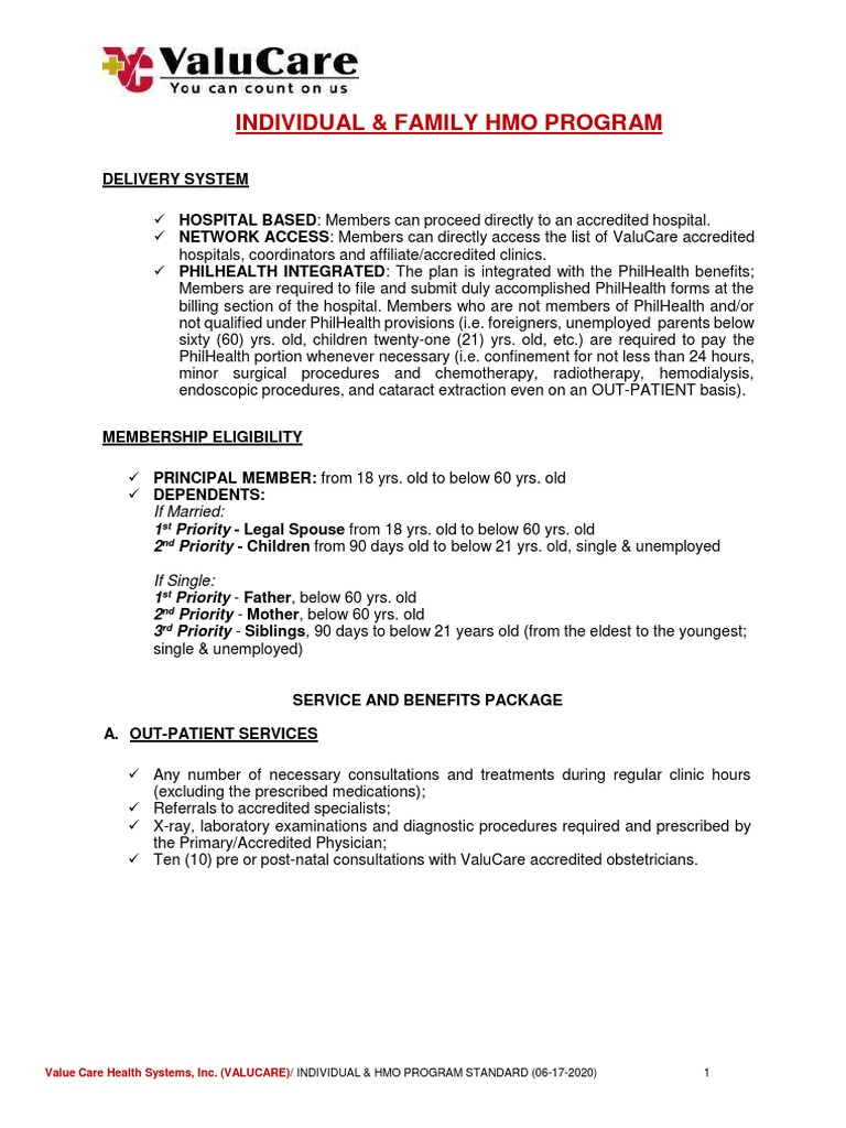 ValuCare HMO Program Overview | PDF | Dentistry | Dentist