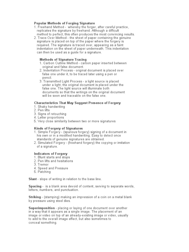 Popular Methods of Forging Signature 2 | PDF | Typewriter | Graphology