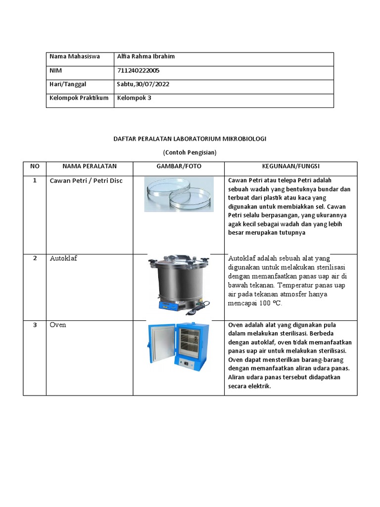 Alat-Alat Di Labolatorium Mikrobiologi | PDF