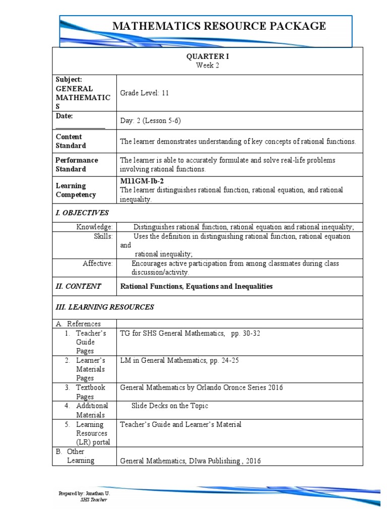 Genmath 11 (Definition in Distinguishing Rational Function, Rational Equation and Rational ...