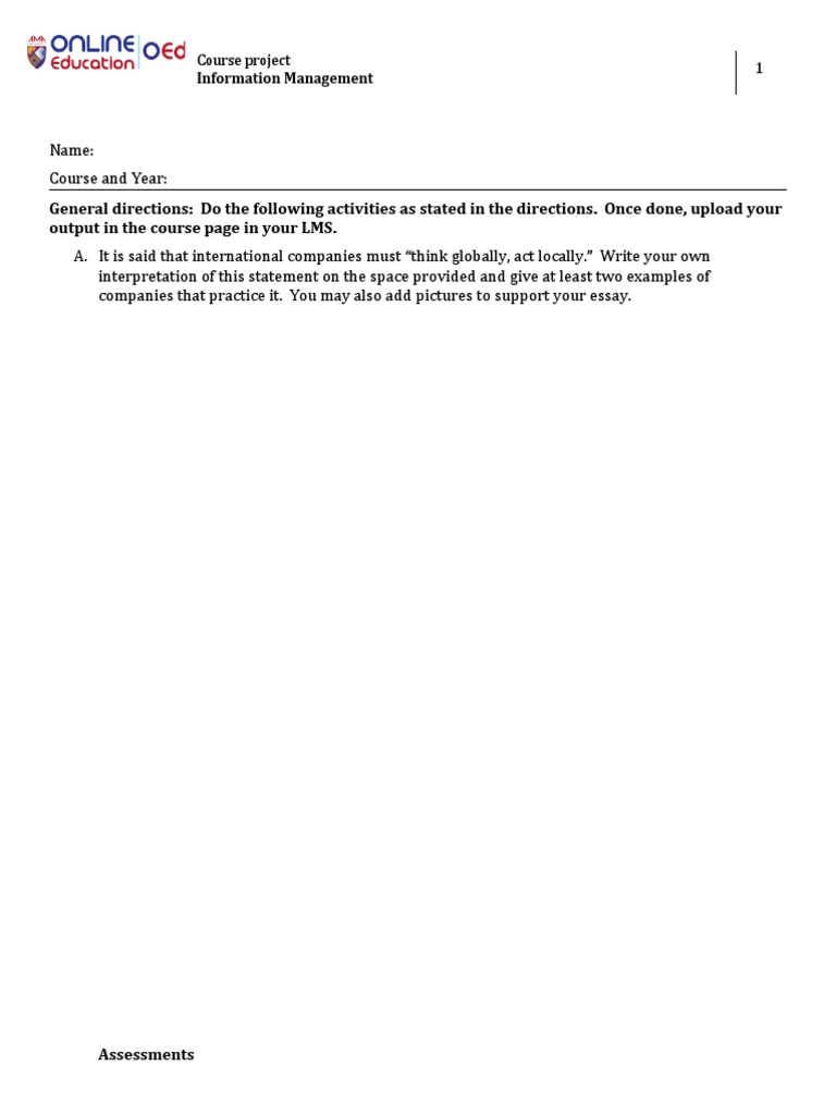 Information Management Course Project | PDF