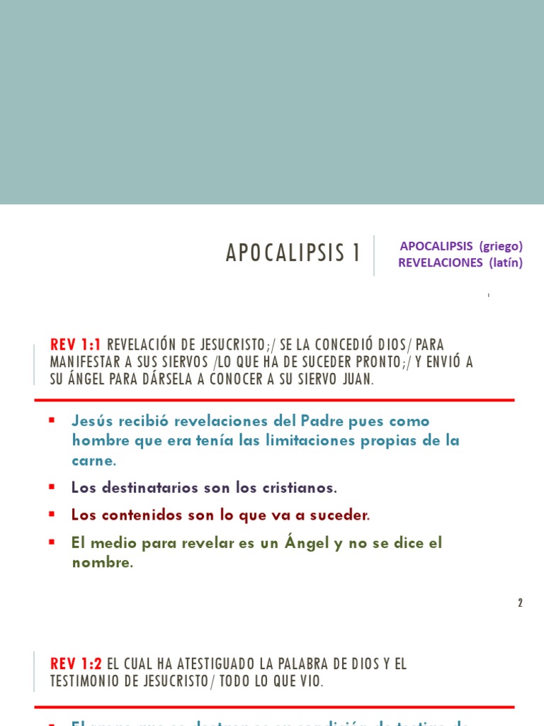 Apocalipsis 1 Apocalipsis Griego Revelaciones Latín Pdf Jesús