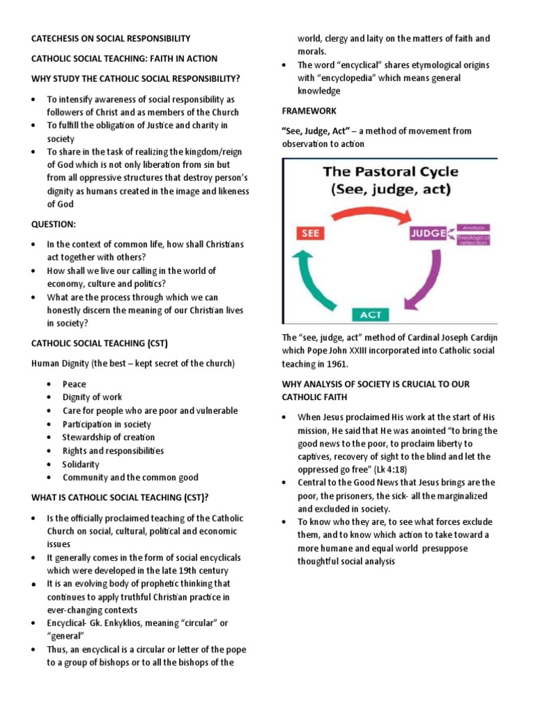 Catechesis On Social Responsibility | PDF | Catholic Social Teaching ...