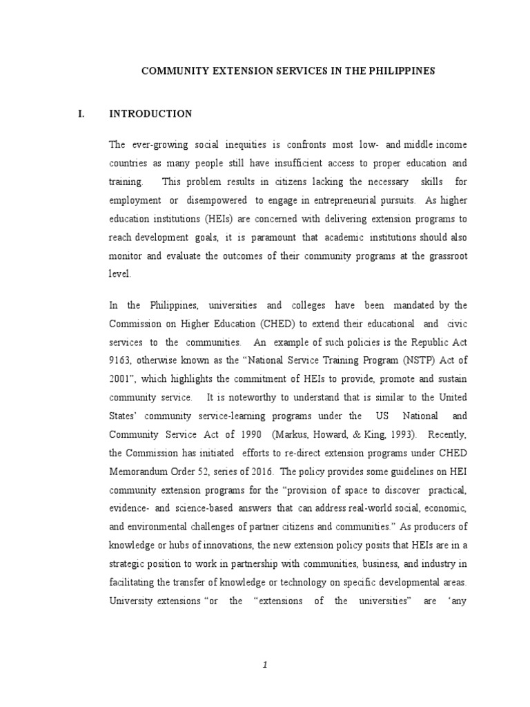 Community Extension Services Body | PDF | Service Learning | Community