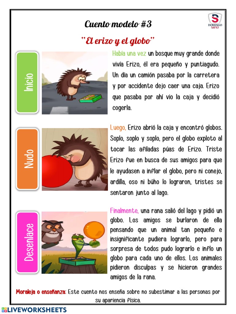 Ordenar Cuento El Erizo y El Globo | PDF