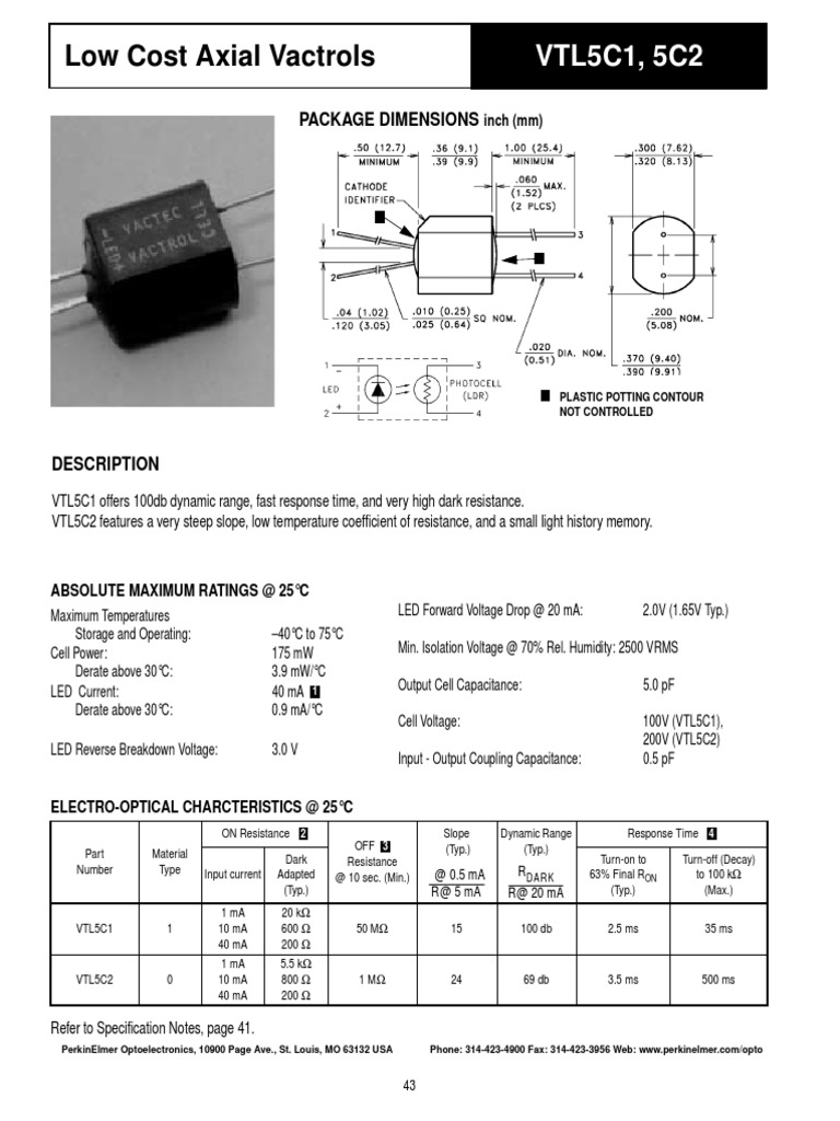 Datasheet VTL Opto | PDF | Manufactured Goods | Electrical Engineering