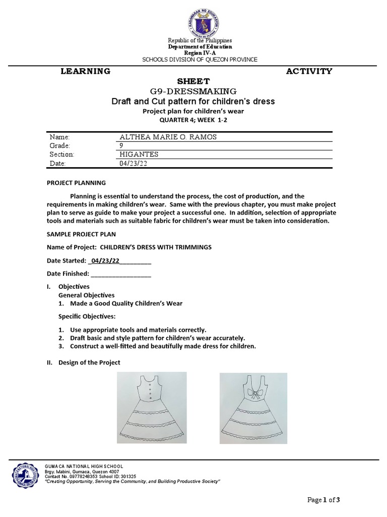 Q4 LAS-Produce-Project - Plan | PDF | Seam (Sewing) | Sewing