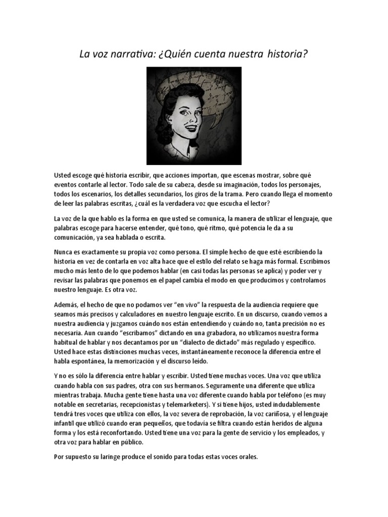 La Voz Narrativa Quién Cuenta Nuestra Historia Pdf Narración