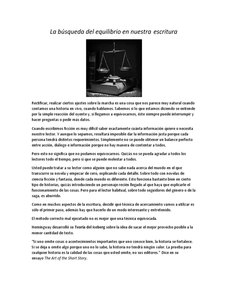 La Búsqueda Del Equilibrio en Nuestra Escritura | PDF