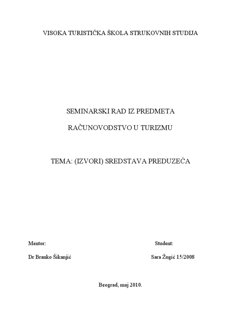 4bff096e3b790-Racunovodstvo-Izvori Sredstava Preduzeca | PDF