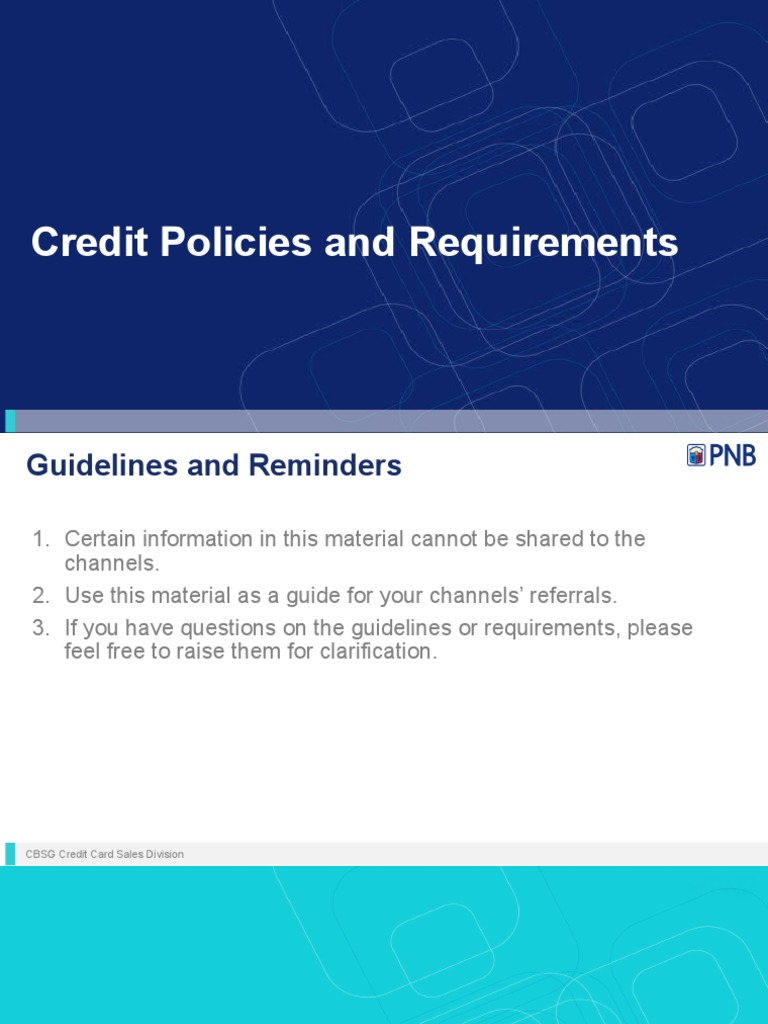 Credit Policies and Requirements | Download Free PDF | Identity ...