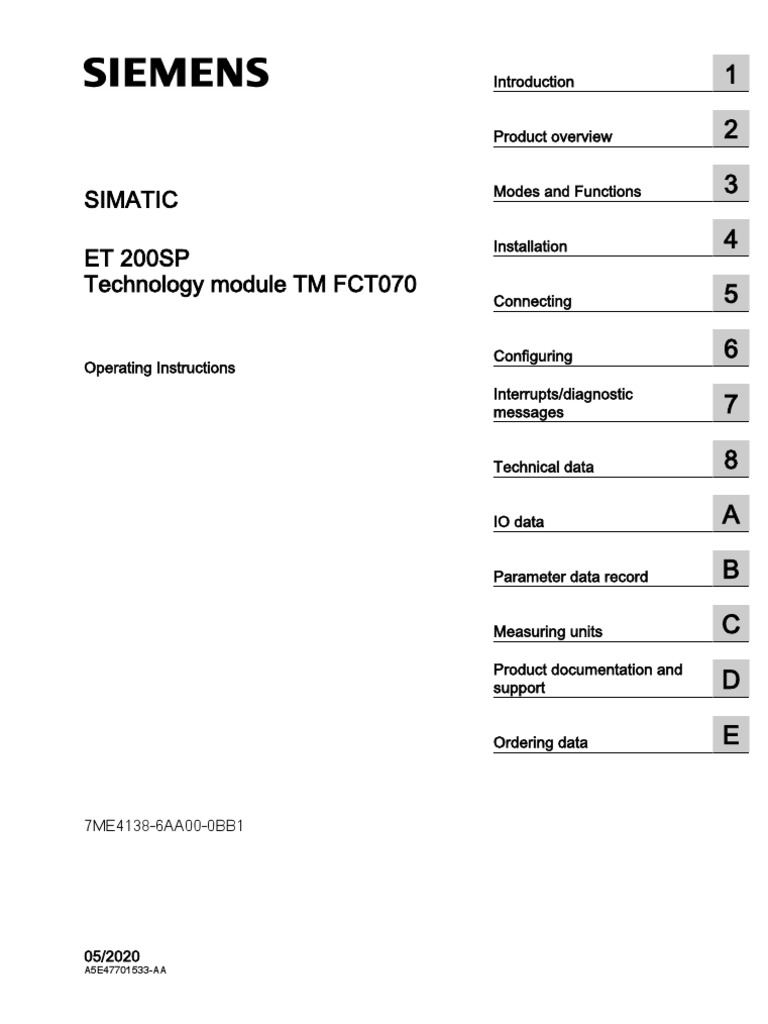Siemens SITRANS FCT070 Manual | PDF | Electromagnetic Compatibility | Input/Output