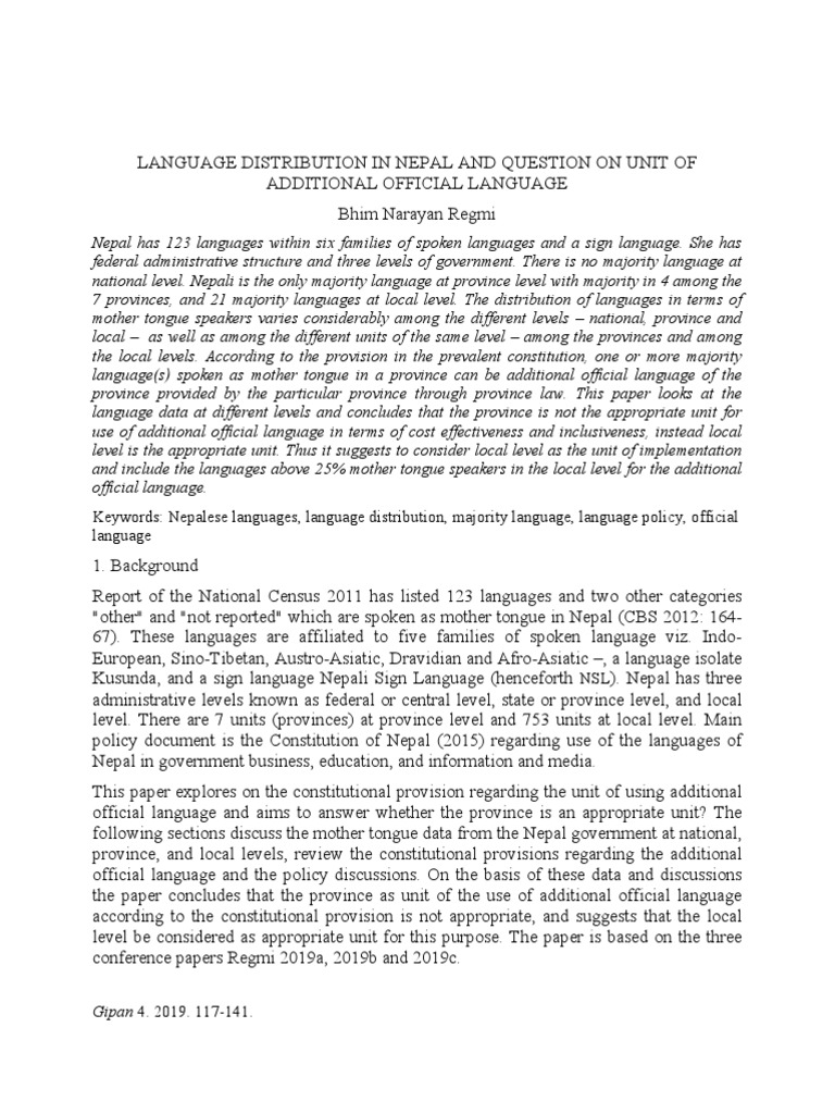 Language Distribution in Nepal 2011 Census | PDF | Nepal | Linguistics