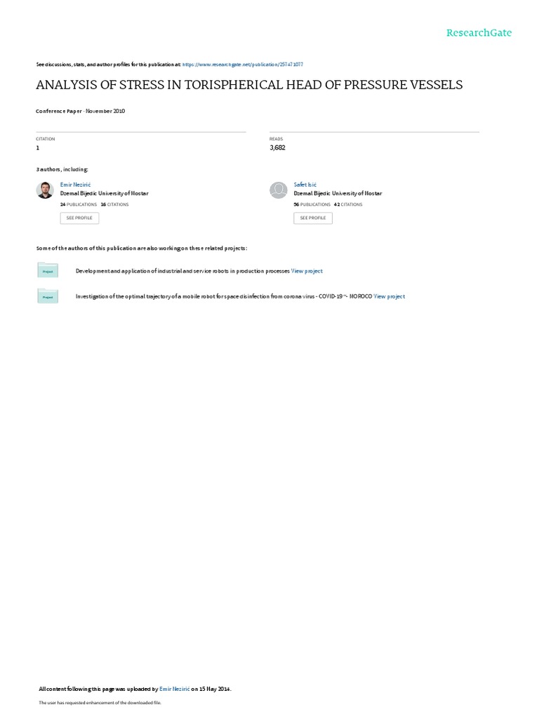 Analysis of Stress in Torispherical Head of Pressure Vessels | PDF ...