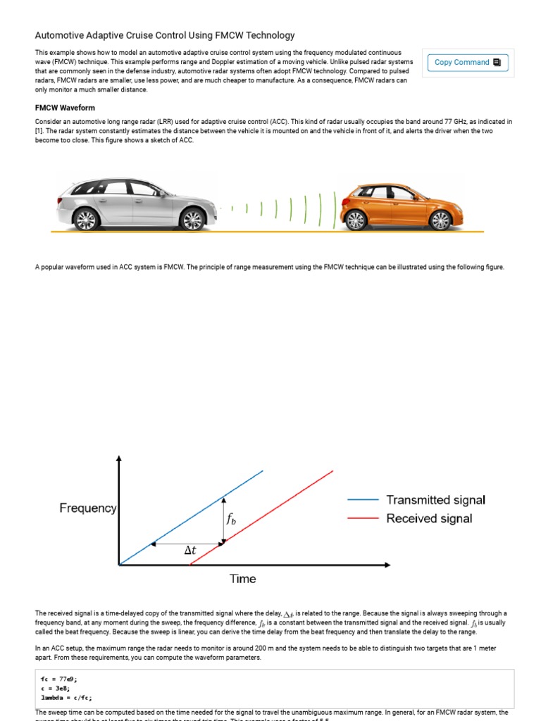 Automotive Adaptive Cruise Control Using FMCW Technology - MATLAB ...