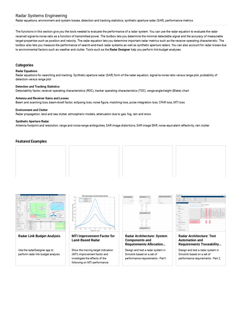Radar Systems Engineering Matlab And Simulink Pdf Radar