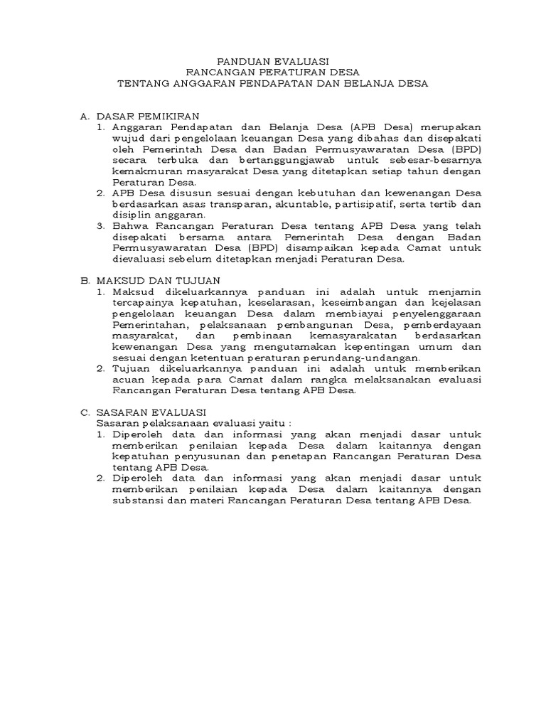 Evaluasi Rancangan APB Desa 2025 | PDF