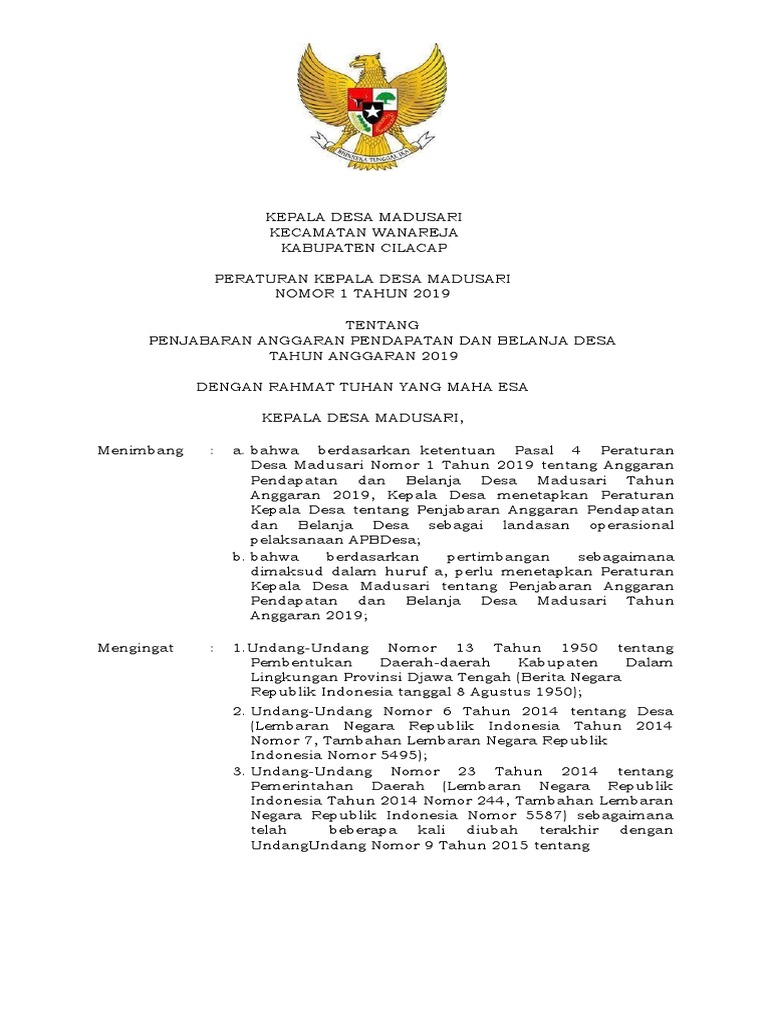 Perkades Penjabaran Apbdes | PDF