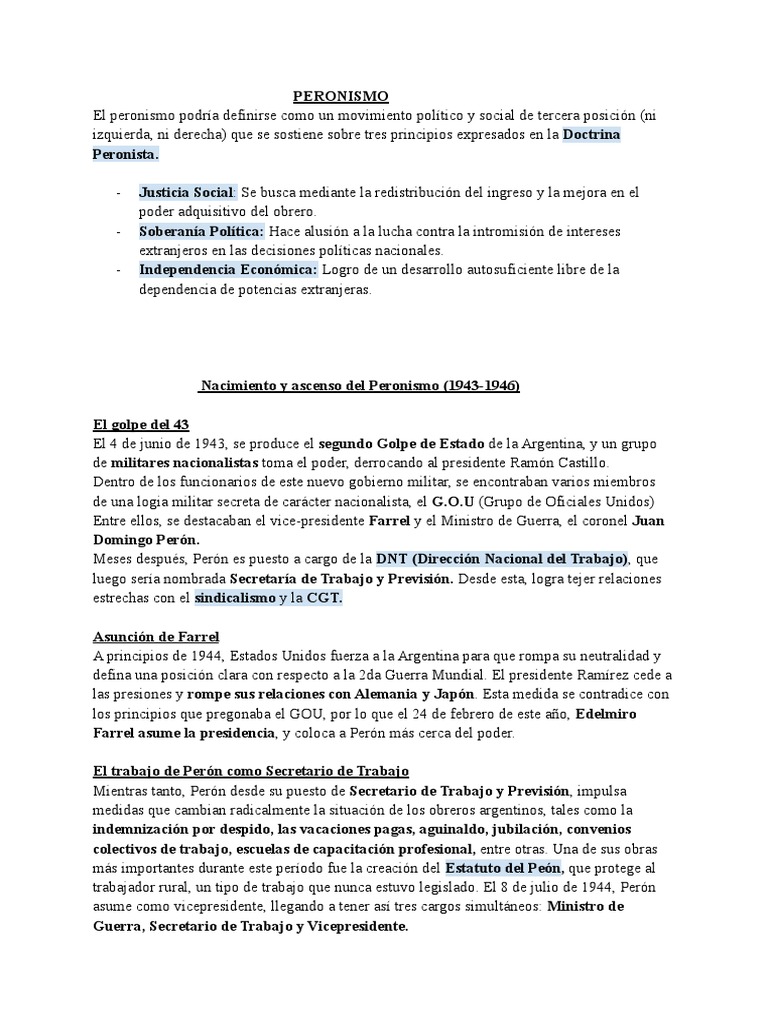 Peronismo (1943 - 1955) | PDF | Argentina