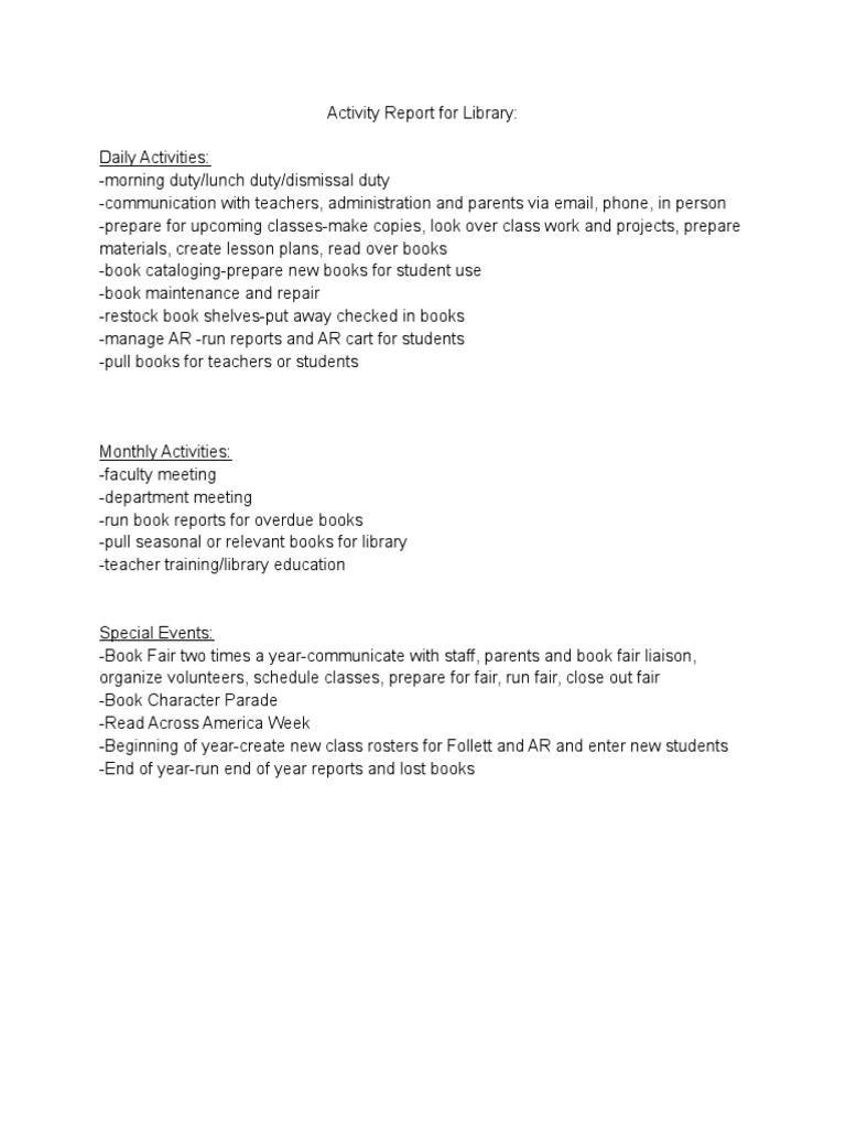 Library Activity Report Overview | PDF