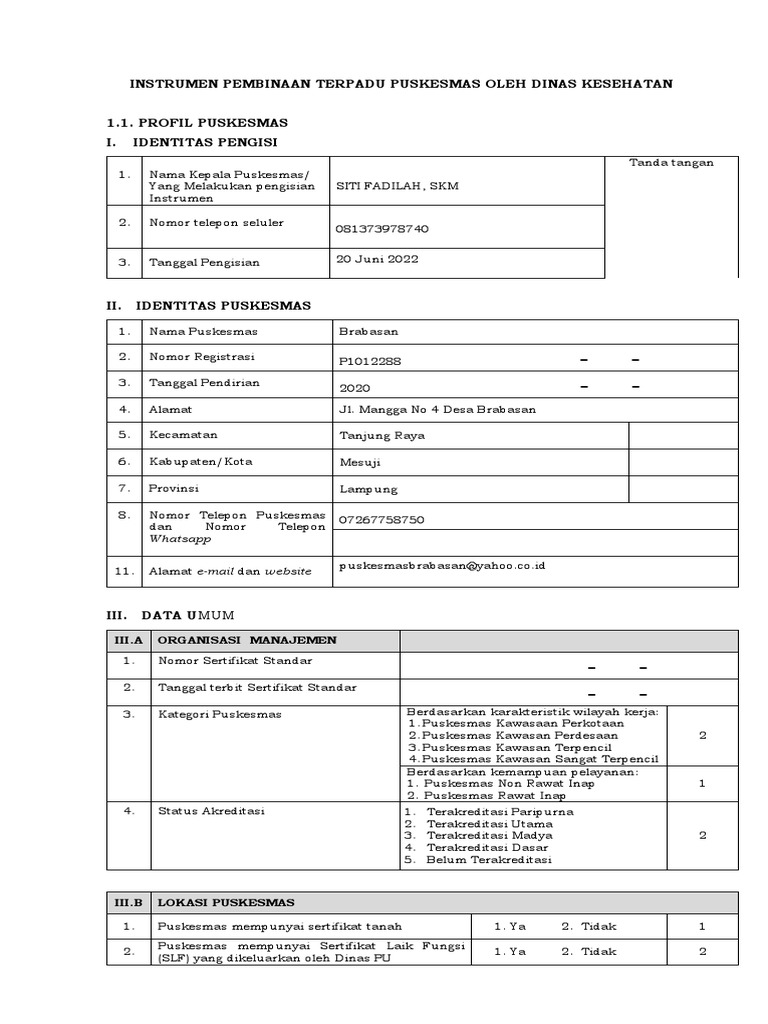 #1 - Instrumen TPCB 17 Des 2021 PKM Wira Bangun | PDF