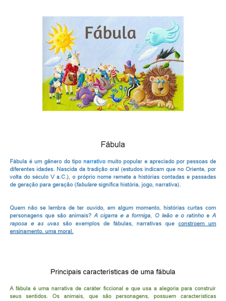 Características e Estrutura da Fábula | PDF | Fábula | Sabedoria