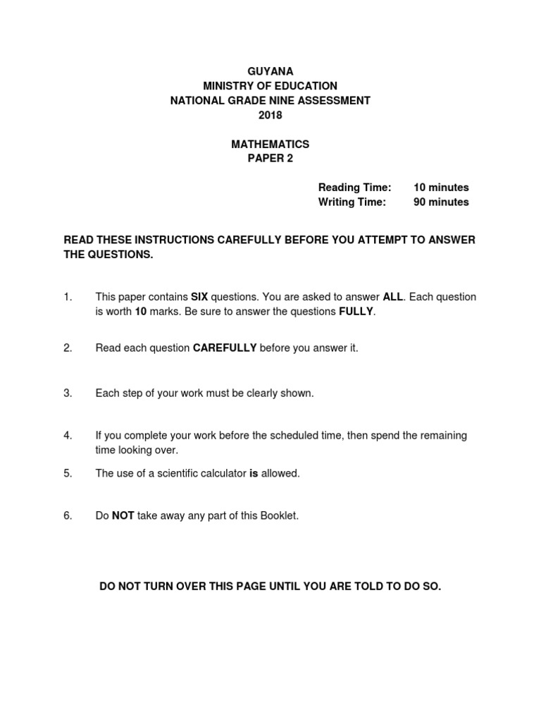 National Grade 9 Assessment 2018 Mathematics P2 | PDF | Interest | Area