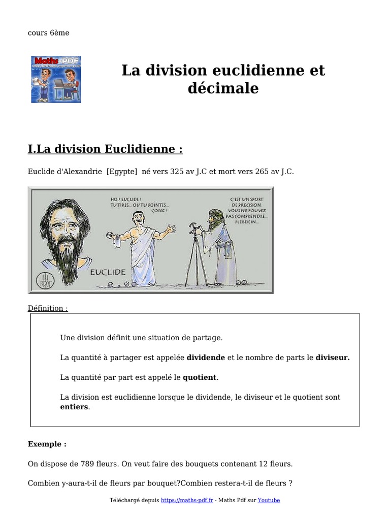 Division Euclidienne et Décimale 6ème | PDF | Division | Mathématiques