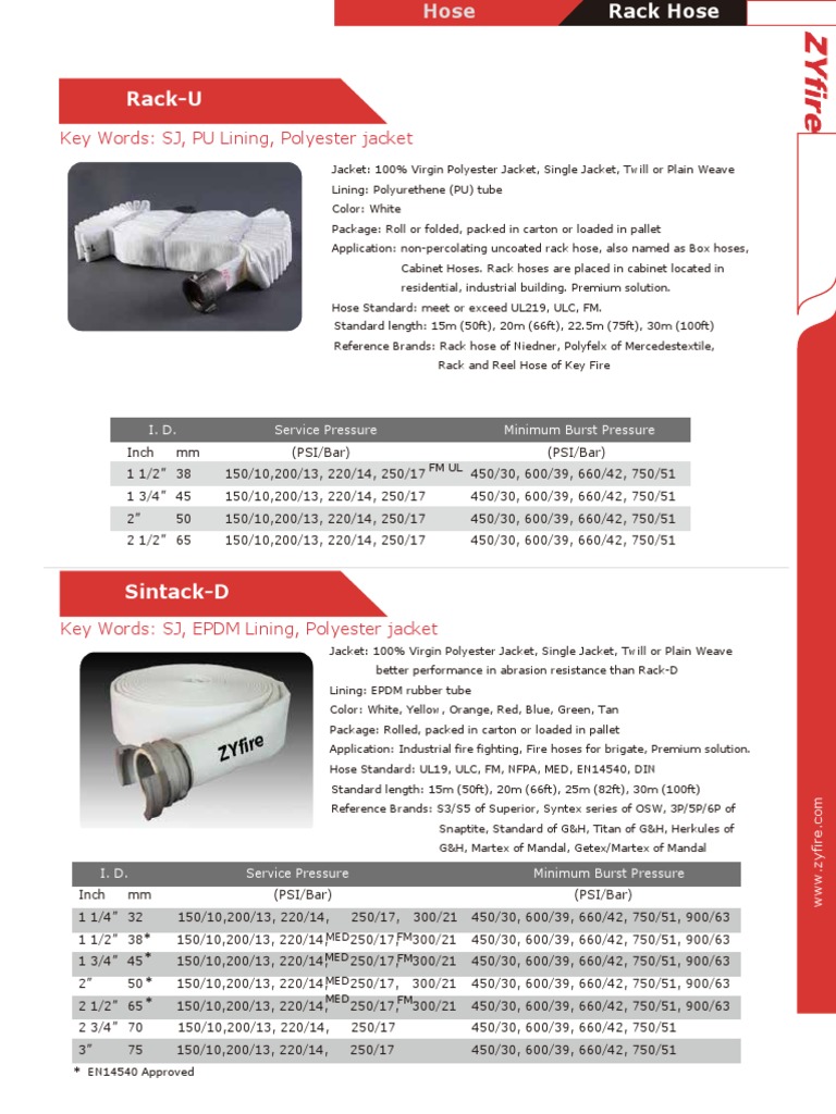 Attack Hose Twintack Specifications | PDF | Plumbing | Gas Technologies