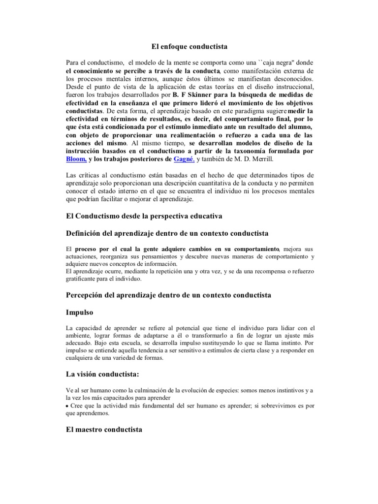 El Enfoque Conductista | PDF | Aprendizaje | Neuropsicología