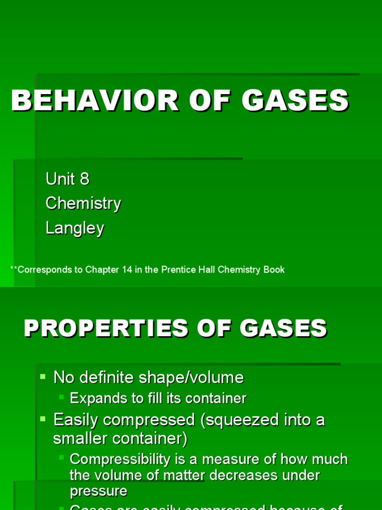 Unit 8 - BEHAVIOR OF GASES | PDF | Gases | Pressure