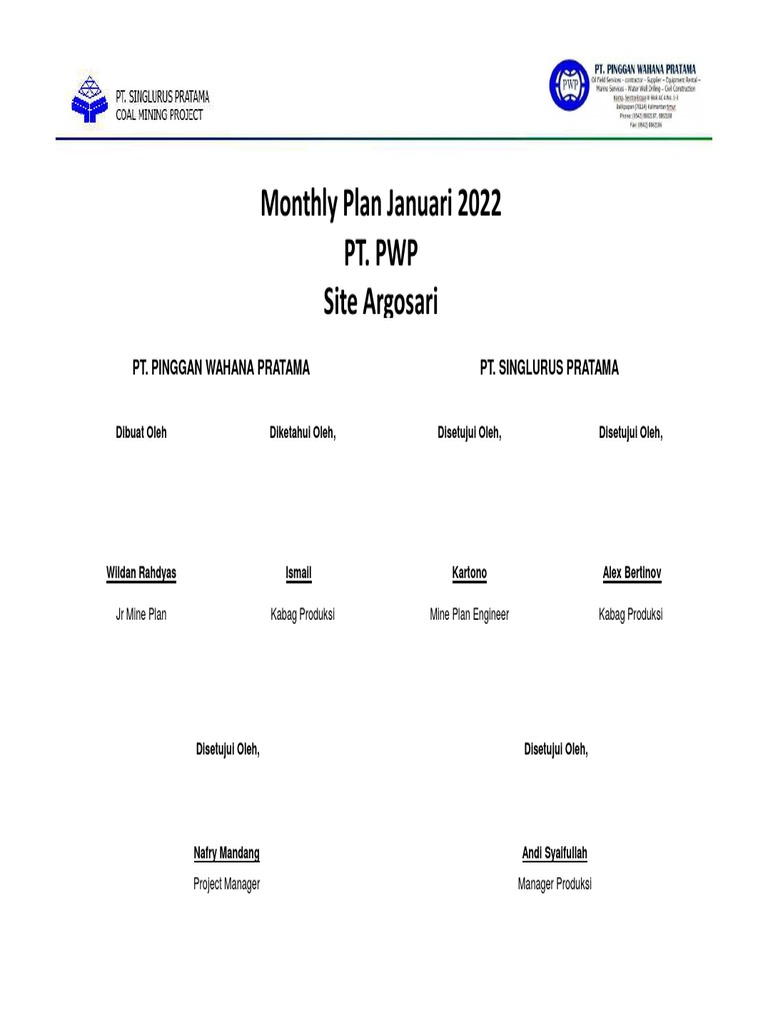 Monthly Plan Januari 2022 | PDF