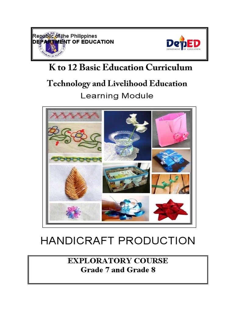 Learning Module HANDICRAFT PRODUCTION EX | PDF | Embroidery | Sewing