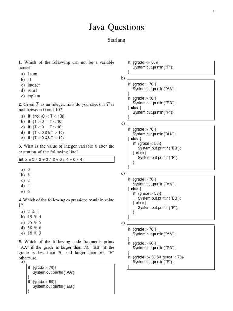 Java Sorular 1 | PDF | Array Data Structure | Boolean Data Type