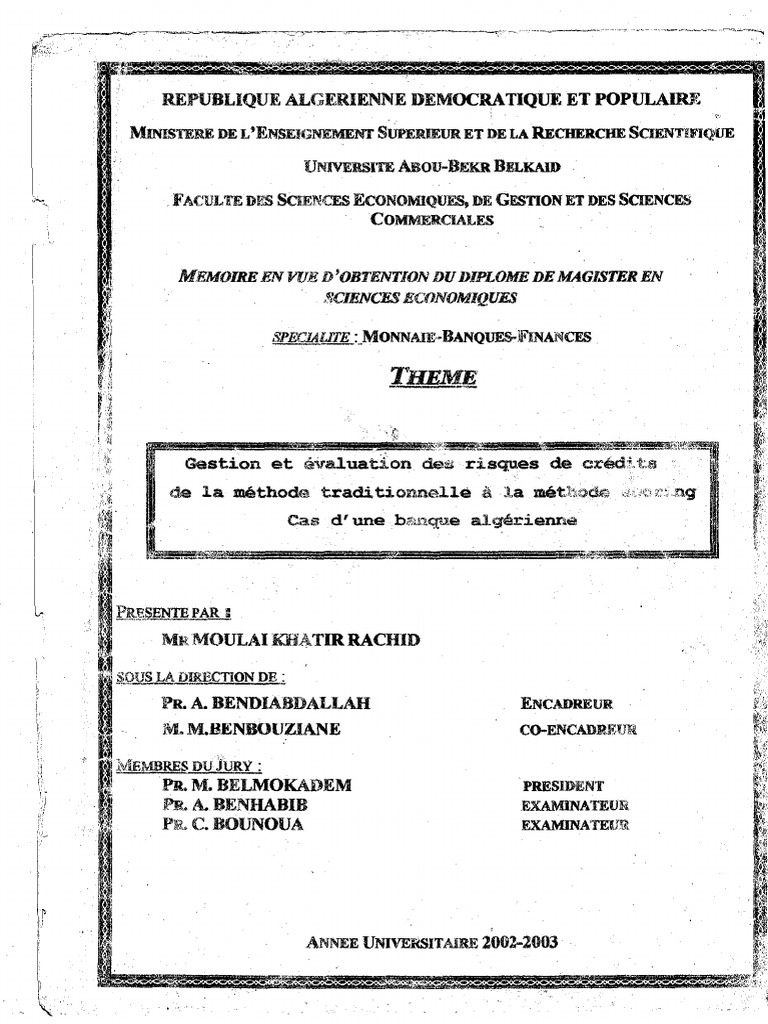Thèse Sur La Gestion Des Crédits | PDF