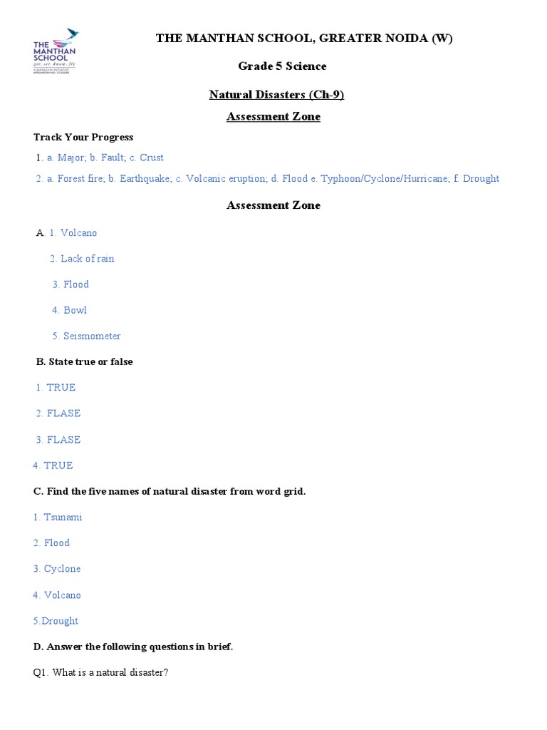 Grade5 Ch9 Assessment Zone 1 | PDF | Volcano | Earthquakes
