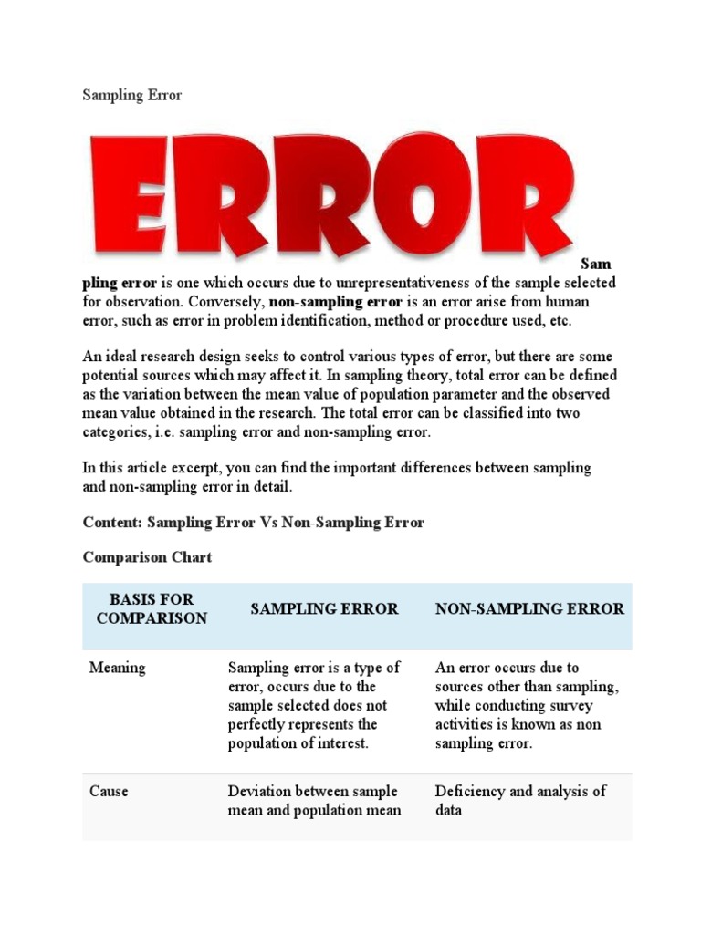 Sampling Errors | PDF | Sampling (Statistics) | Error