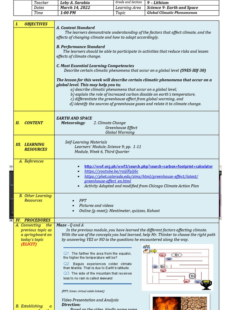 LP-Science 9 - QTR 3 - w4 | Download Free PDF | Climate Change | Climate