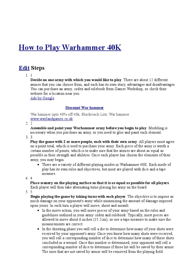 Warhammer 40k Rules | PDF | Military | Armed Conflict