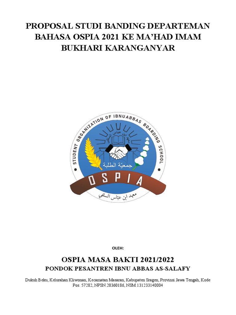 Proposal Studi Banding Departeman Bahasa Ospia 2021 Ke Ma | PDF