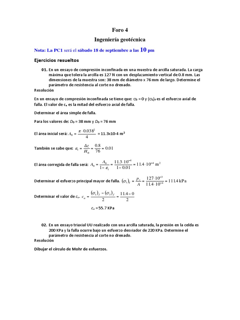 Ejercicios Resueltos Geotecnia | PDF | Pascal (Unidad) | Física Aplicada e Interdisciplinaria