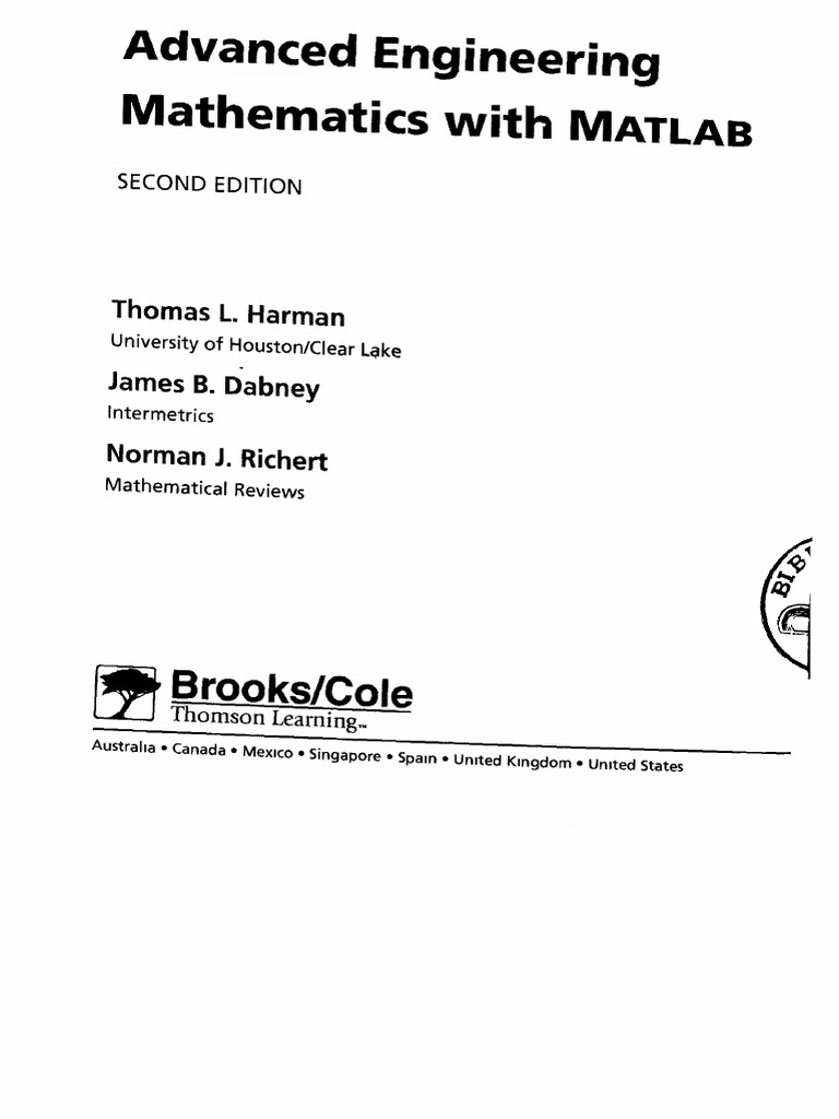 Adv Engg Math With MATLAB - Harman, Dabney | PDF