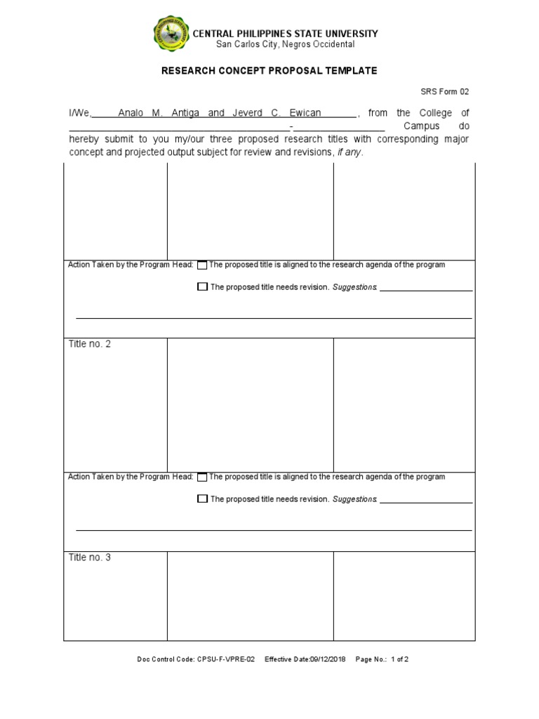 Research Concept Proposal Template | PDF
