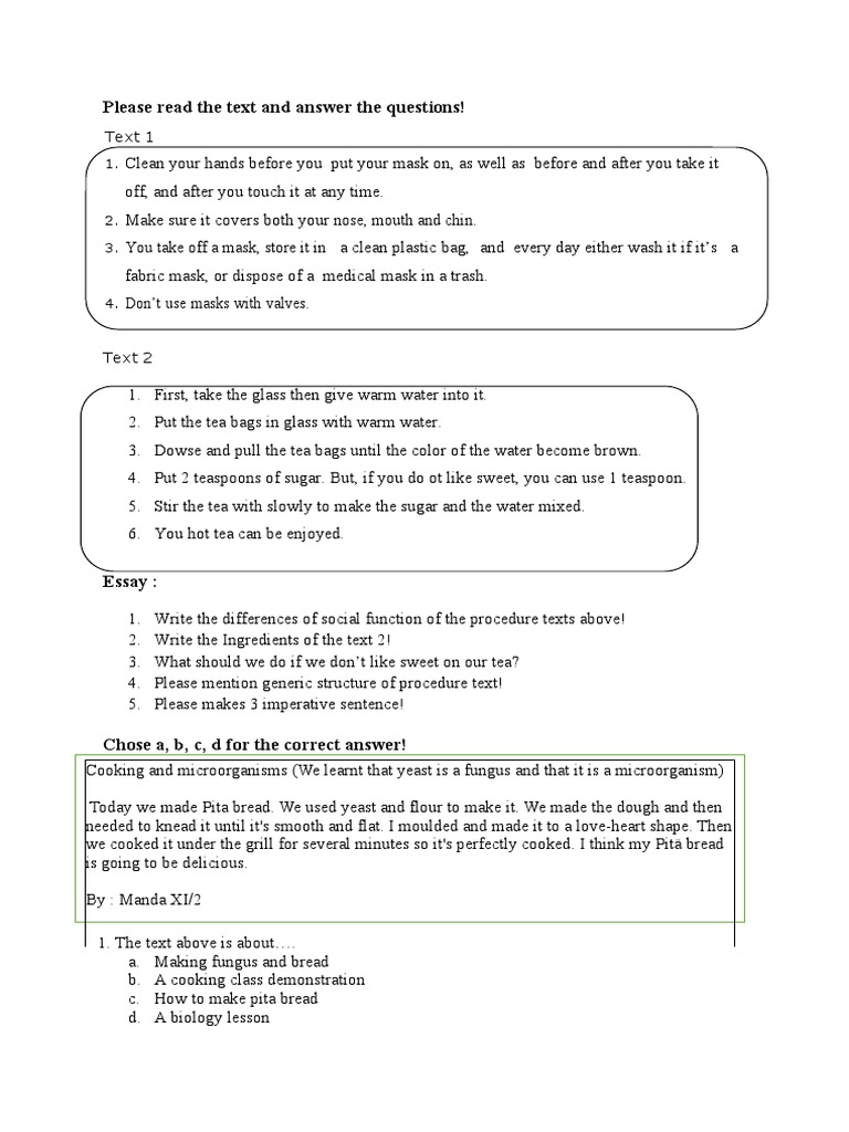 Soal Procedure Text | PDF | Bread Crumbs | Breads